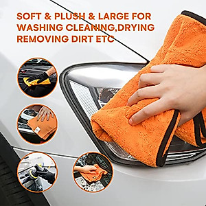 TIIKERI Super Microfiber Towels 6PCS for Cars Washing Polishing and Window Cleaning Supplies etc Multi-Purpose Use