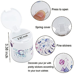 LYroo 2 Pack Qtip Holder Dispenser for Cotton Ball,Cotton Swab,Cotton Round Pads,Floss White Plastic q tip holder Jar with lids Set for Bathroom Bedroom Storage