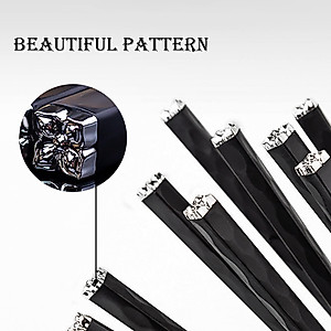 5 Pairs for Chopsticks Reusable, Fiberglass Chopsticks, Common Asian Home Gadgets, 9.56 Inch - Black, for Cooking Chopsticks, Non-Slip Lightweight and Easy to Use