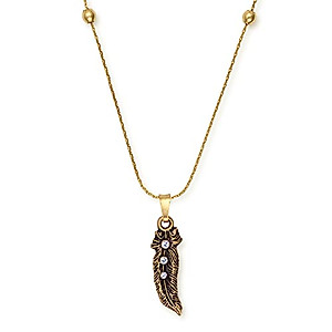 Alex and Ani Women's Feather II Necklace, Rafaelian Gold
