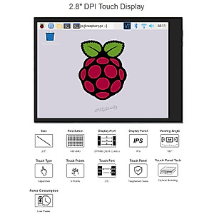 2.8 inch IPS 480×640 Display LCD DPI Interface Capacitive Touch Screen Fully Laminated Toughened Glass Cover Supports Raspbian Kali Raspberry Pi 4B/3B+/3B/2B/Zero/Zero W WH @XYGStudy