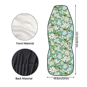 TOADDMOS Auto Front Seat Cover, Floral with Hummingbird Print Universal Car Seat Cover Protector, Fit Most Vehicle Decorative Seat Accesories, Green