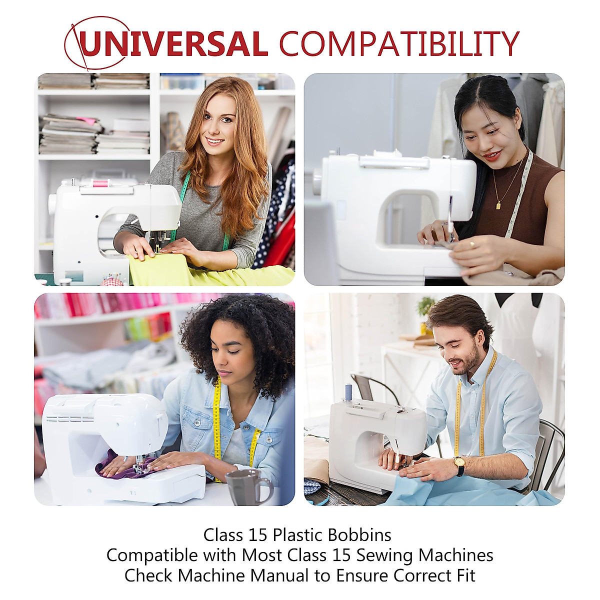 12pcs Bobbins fits Singer Sewing Machine - Class 15 Plastic Bobbins, 81348