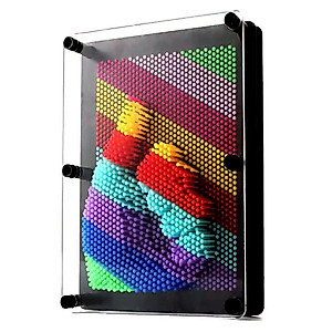 Sharkwill 3D Pin Art Sensory Toy Rainbow Needles Fidget Palm Board Extra Large(6 x 8 Inches) Arouse Sense of Imagination Innovative Boundless Creativity