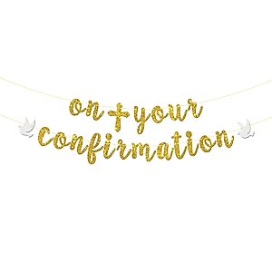 On Your Confirmation Banner First Holy Confirmation Sign Wedding Engagement Bachelorette Party Decorations Bridal Shower Party Banner