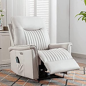 RIHEREFY Power Recliner Chair with Massage and Heat, Recliner Massage Chair with 2 Side Pockets, Electric Recliner Chairs with USB Charging Port, Technical Fabric
