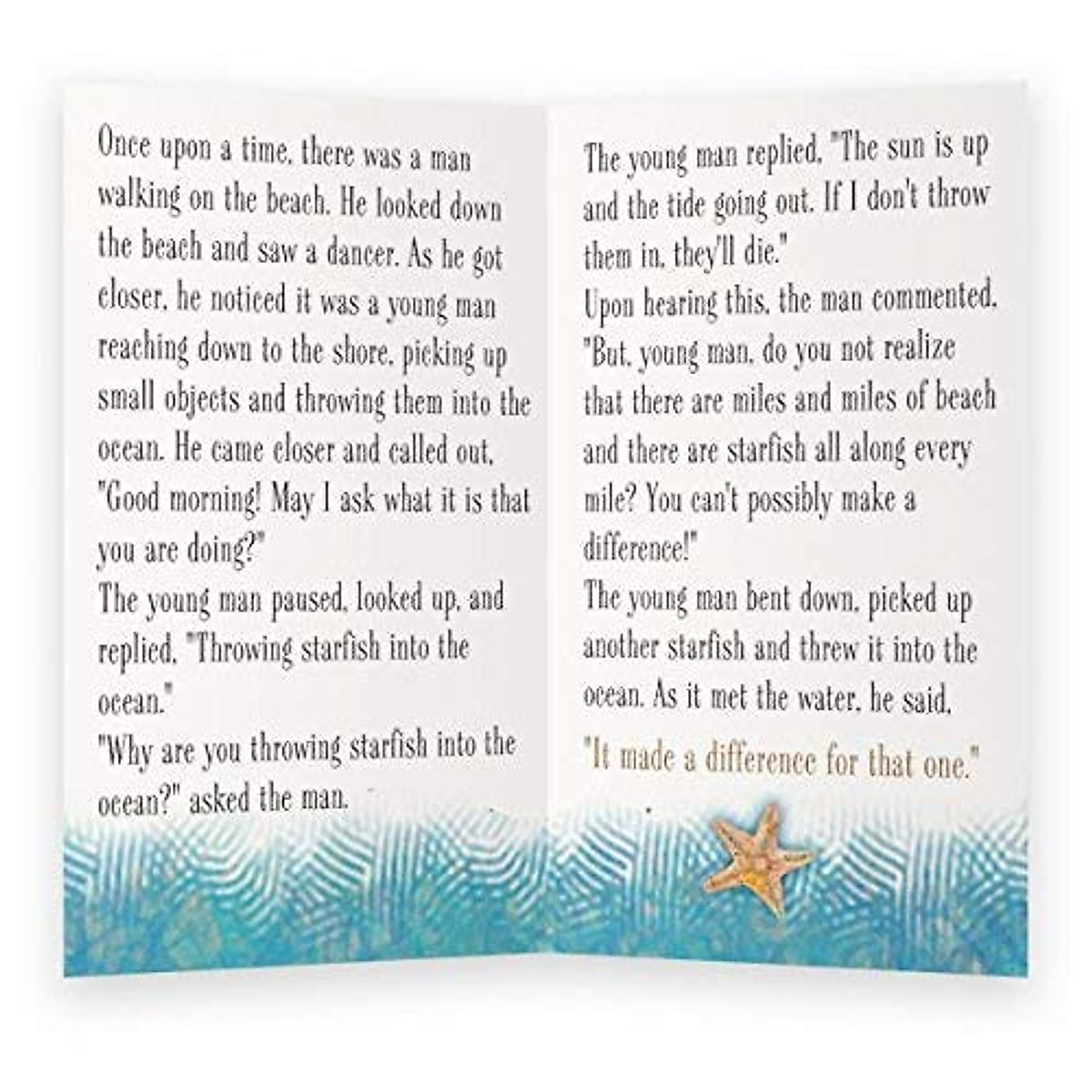 Smiling Wisdom - Starfish Story Appreciation Small Keepsake Card and Keychain Gift Set - You Make a Profound Difference - Ornate Swirl Keychain