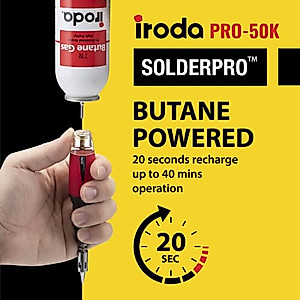 IRODA SOLDERPRO 50K Butane Soldering Kit | 4-in-1 30-70W Heat Gun Blower, Mini Torch Portable Butane Soldering Iron Kit, Rapid Heat Up, (Taiwan) No Butane Included