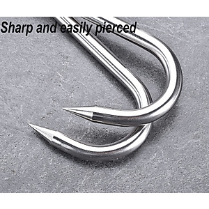 HONSHEN 12mm Heavy Duty Meat Hooks,10 inch Stainless Steel S-Hooks Meat Processing Butcher Hook, Pack of 4