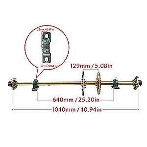 Futchoy 44" Rear Live Axle Complete Kit Go Kart Axle 44 inch with Pillow Block + Sprocket + Brake Disc + 4 Bolt Hub for ATV Quad Go Kart Golf Cart