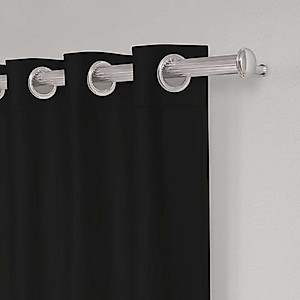 Christy Exports Natural 100% Blackout Curtains 120 inch Long for Living Room, Farmhouse Thick Thermal Insulated Room Darkening Bedroom Door Panels, Black (1 Pair, 48" Width)