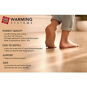 260 Sqft, 240V Cable Electric Radiant Floor Heating System, Heated Floor System, Includes Radiant Floor Heating Thermostat and Sensor. Under Tile Floor Heating System for Heated Floors, Radiant Heat