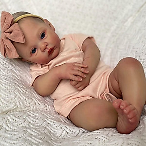 Angelbaby Realistic Reborn Baby Doll Look Real 18inch Newborn Silicone Baby Girl Dolls Soft Weighted Lifelike Cute Bebes Reborn Infant Rebirth Doll Sets for Toddler GiftsV