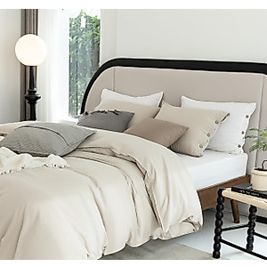 Talasily Linen Duvet Cover King Size - Soft Breathable Duvet Cover Set with Buttons Closure, 3 Pieces, 1 Duvet Cover 104x90 Inches and 2 Pillowcase Linen Cotton Blend Duvet Cover (King,Beige)