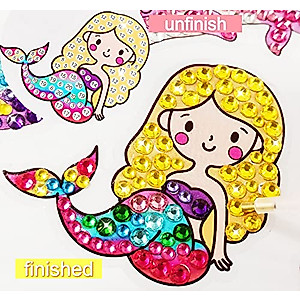 Svance 5D Diamond Art for Kids - 30Pcs Mermaid Diamond Painting Stickers Gem Art Diamond Painting Kits Diamond Paint by Numbers Arts and Crafts for Girls Ages 6-8-12