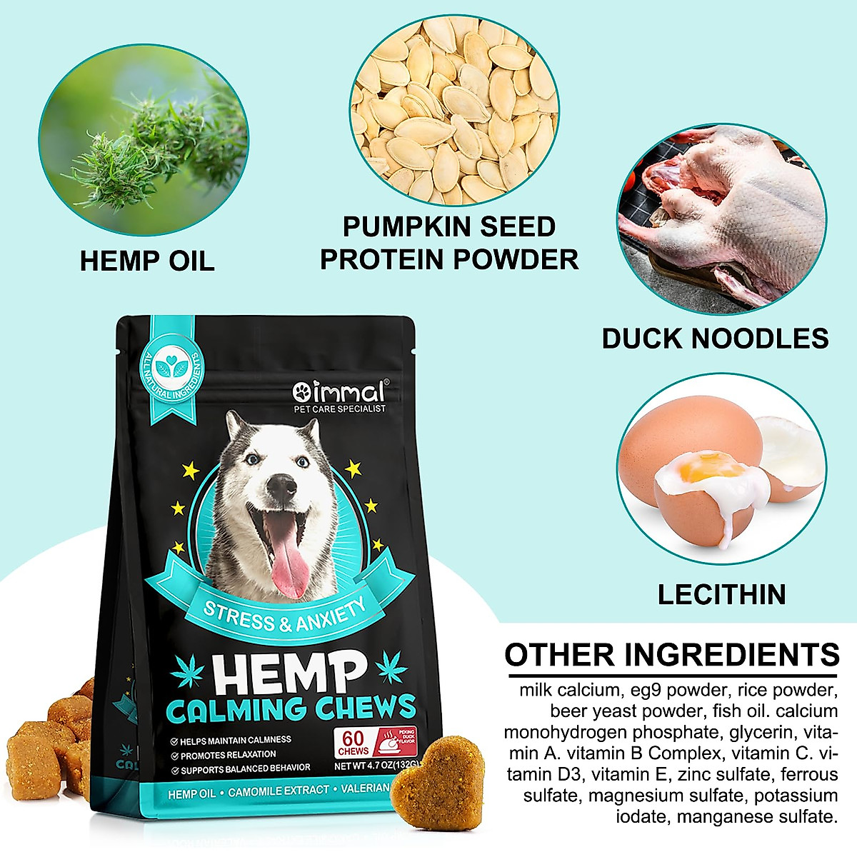 Dvoevivh Calming Chews for Dogs, Dog Calming Treats Anxiety Relief Natural Soothing Supplement, Dog Stress & Dog Anxiousness - Helps Aid with Thunder, Fireworks, Chewing & Barking