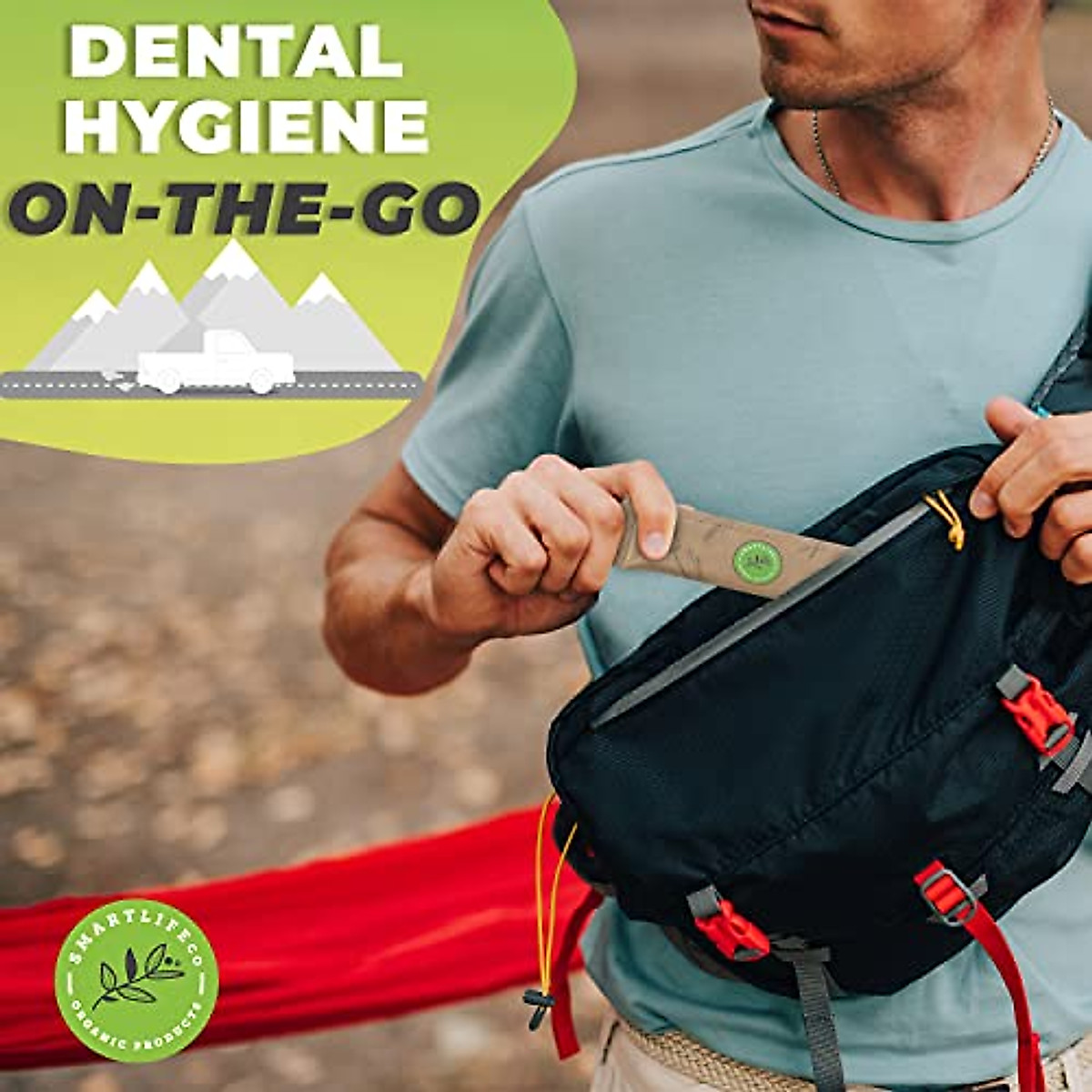 Individually Wrapped Dental Floss Picks - Biodegradable Plastic Free Flosser Handle & Packaging | Natural Toothpick Stick Soft On Gums & Teeth | Eco Friendly, Zero Waste, Organic Flossers | Mint, 50x