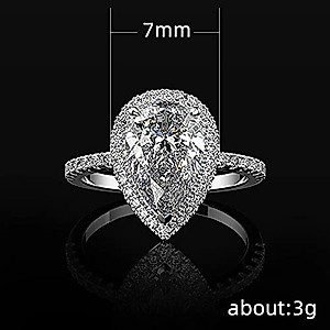 SCHZBSP S925 sterling silver mermaid teardrop diamond engagement ring princess pear shape perfect cut cubic zirconia ring true love eternal bride wedding ring romantic crystal diamond ladies ring (6)