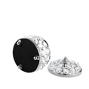 Feyarl Clear Crystal Jewelry Trinket Box Organizer Earrings Rings Treasure Storage Keepsake with Glass Mirror Surface Inside for Dresser Room Deco Valentine Christmas Birthday Gift (Silver)