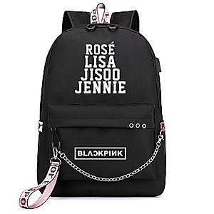 CRIVOX Kpop Backpack Lisa Rose JISOO Jennie Backpack Laptop Backpack with USB Charging Port Travel Outdoor Daypack for Girls