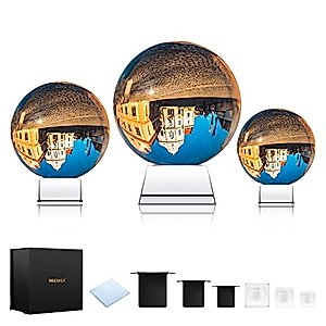 NEEWER K9 Crystal Ball for Lens, 3 Packs Glass Balls for Photo Effects with Stand, Pouch & Box, Photography Accessories Prop and Decoration (60mm/2.36", 80mm/3.15", 100mm/3.94")