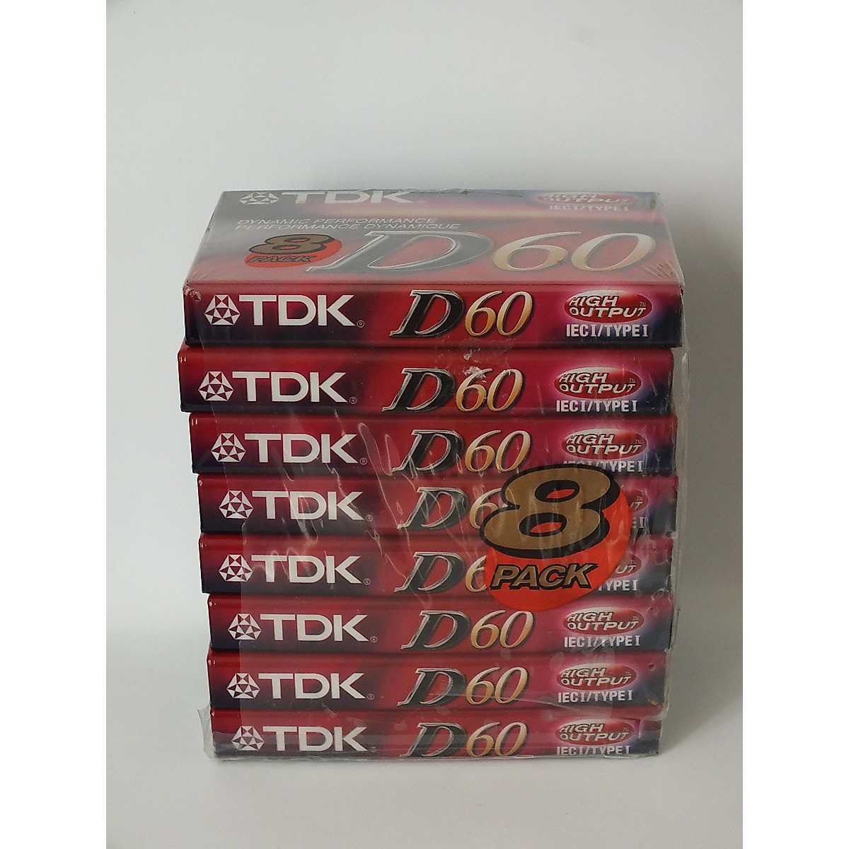 TDK Dynamic Performance D60 High Output IEC I/Type I - 8 Pack Audio Cassette Tapes