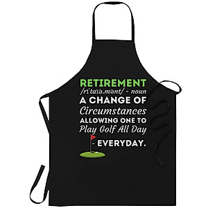 golf Golfer Black Apron - Funny Retirement Golf Quote Retired Golfers Ideas Men T-Shirt Black Cooking Aprons