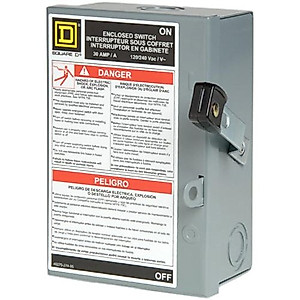Square D - L211N 30 Amp 120/240-Volt Two-Pole Indoor Light Duty Fusible Safety Switch with Neutral,Gray