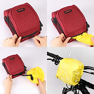 UPANBIKE Bike Handlebar Bag,Mountain Bike Pouch Multifunctional Bicycle Front Frame Top Tube Storage Bag with Shoulder Strap and Rain Cover(Red)