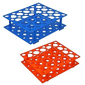 Centrifuge Tube Rack,2 Pieces Detachable Test Tube Rack Holder 50-Well Plastic Stand for 15ml 50ml Tube