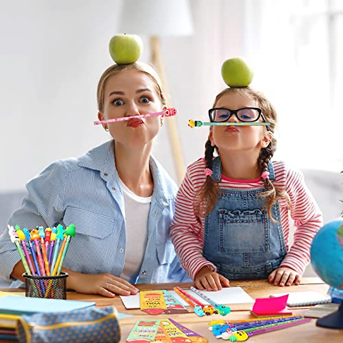 80 Pcs Scented Bookmarks and Scented Pencils with Cute Pencil Toppers Set Fun Pencils Fruit Food Theme Scratch and Sniff Bookmarks Cartoon Pencil Toppers for Kids Students Supplies (Lovely Style)