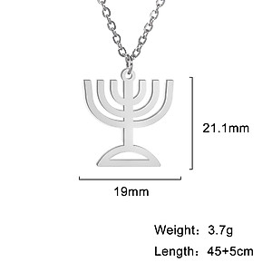 LIKGREAT Menorah Necklace Chanukah Necklace for Women Menorah Pendant Necklace Jewish Necklace for Women Hanukkah Jewelry