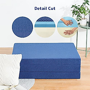 Olee Sleep Memory Foam Topper, Twin, Blue