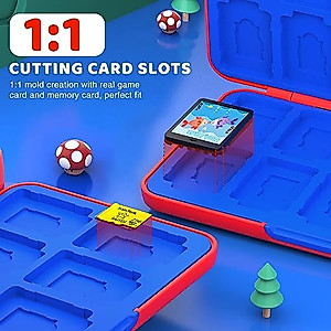 CYKOARMOR Switch Game Case Holder for Nintendo Switch/OLED/Lite Game Card, Switch Game Holder with 24 Game Slots & 24 Micro SD Card Slots, Switch Game Card Case Compact Switch Cartridge Case Red Blue