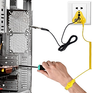 4 in 1, KooMall Ground Kit- 2 Wrist Straps, ESD Plug & 6ft Grounding Cord for Antistatic Mat & Electronic Device Static Control, Earth Bond Outlet Adapter for Silicone Anti Static Bracelet Wristband