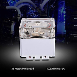 CPU Water Cooling Pump,3000RPM Fast Heat Dissipation Computer Pump 800L/H 3.5 Meters Pump Head PC Pump (White)