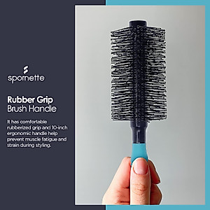 Spornette Double Stranded XL Round Brush, Nylon Bristles - Round Brush for Straightening, Anti-Frizz, Detangling, Volumizing - Styling for Wavy & Curly, Medium & Long Hair Lengths (2.25 Inches)