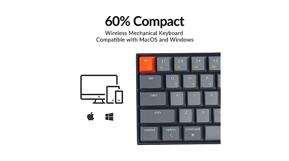 Keychron K12 60% Mechanical Keyboard - Compact, Wireless & Backlit