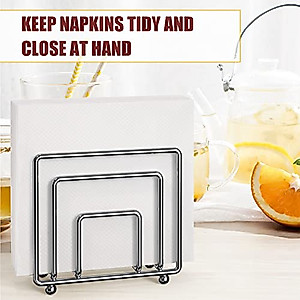 Housolution Napkin Holder, Simple Design Metal Napkin Holders Upright Decorative Napkins Holder for Home Kitchen Table, Silver