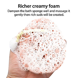 BAIMEI Bath Sponge, Sponge Loofah Body Scrubber & Rose Quartz Gua Sha for Body Massage