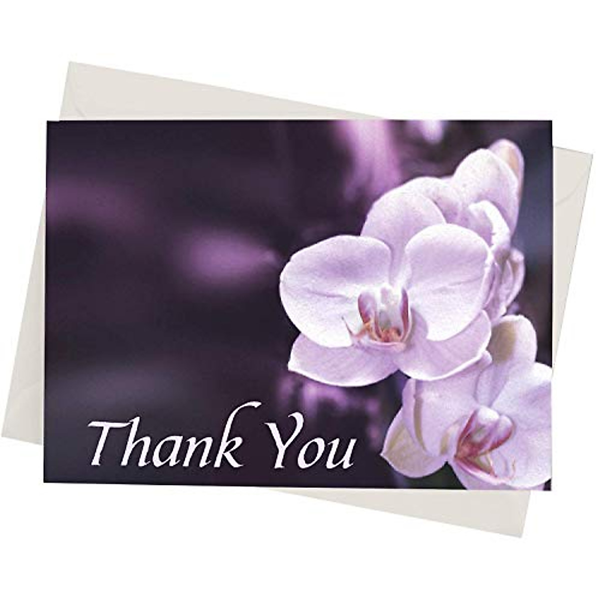 Funeral Thank You Cards - Sympathy Bereavement Thank You Cards With Envelopes - Message Inside (25, Purple Orchid)