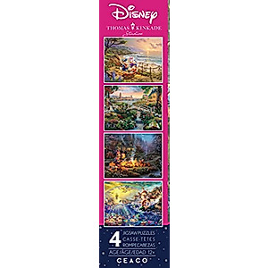 Ceaco - 4 in 1 Multipack - Thomas Kinkade - Disney Dreams Collection - Donald & Daisy Duck, 101 Dalmatians, Mickey, Minnie, & Pluto, & The Little Mermaid - (4) 500 Piece Jigsaw Puzzles