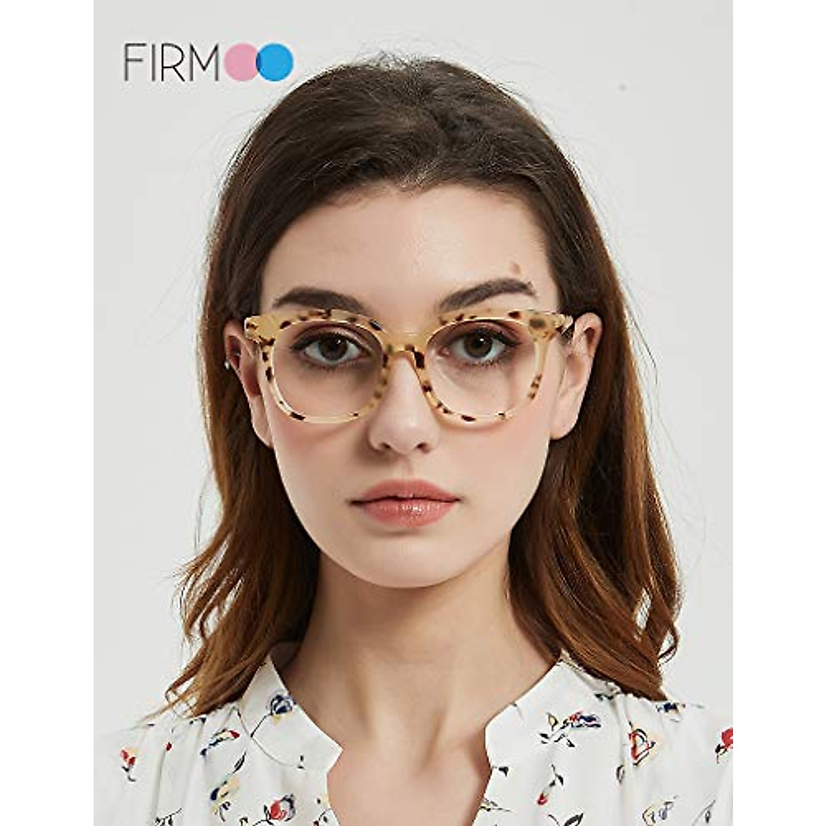 Firmoo Blue Light Blocking Glasses, Anti Headache Anti Eyestrain, Oversized Blue Light Glasses Computer Glasses Blue Light Blocker for Women Men（Ivory Pattern）