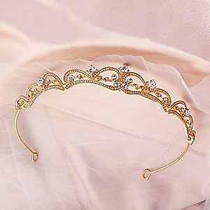 Uongeod Rhinestone Crown Crystal Bridal Tiara Princess Crown Birthday Crown Tiaras and Crowns for Women and Girls-Gold