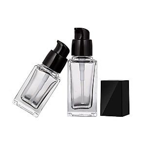 2 PCS 15ML (0.5 oz) Empty Refillable Cream Liquid Foundation Glass Container Pump Bottle Dispenser Storag Bottle for Travel