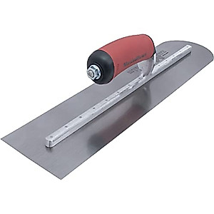 MARSHALLTOWN 16 x 4 inch Rounded Front High Carbon Steel Finishing Trowel, Concrete Tools, DuraSoft Handle, XtraLite Mount, MXS66RED