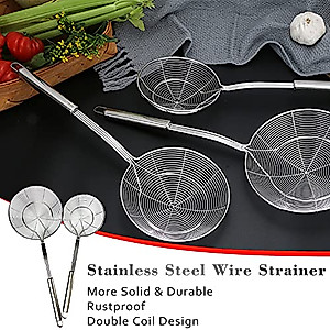 TENTA TENTA KITCHEN Solid Stainless Steel Spider Strainer Skimmer Ladle for Cooking and Frying, Kitchen Utensils Wire Strainer Pasta Strainer Spoon. (7 inch 1pc)