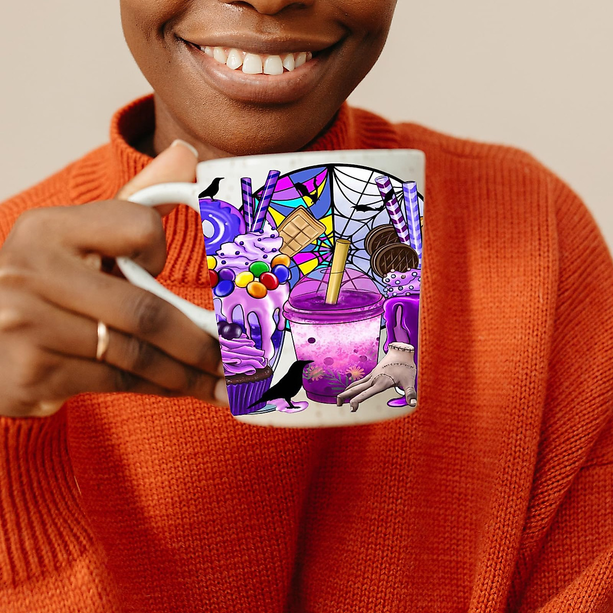 Elitles Made Halloween UV DTF Cup Wrap Transfer for Glass 16oz, 12 Sheetes Transfers Stickers Decals, Rub on Crafts, Ready to Apply, Permanent Adhesive, No Heat Needed