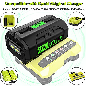 MVMOD 40V 6500mAh Replacement Battery for Ryobi, 40 Volt Battery for Ryobi 40V Power Tools OP4040 OP4026 OP4015 OP4030 OP4050 OP4060A RY40200 RY40403 RY40204 Lithium ion Battery for Ryobi