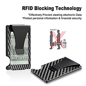 Calicob Carbon Fiber Wallet RFID Slim Minimalist Metal Elegant (Black)